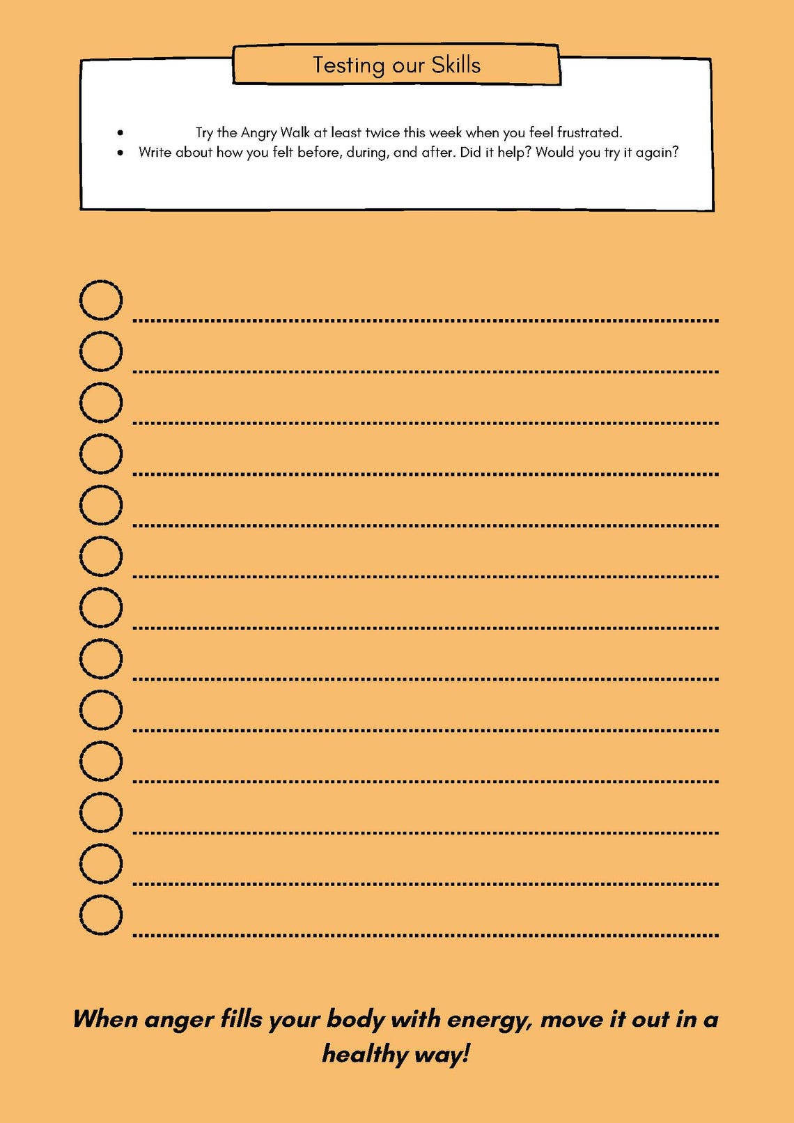 Channeling Anger Into Movement (anger Worksheet 5/10) - Etsy