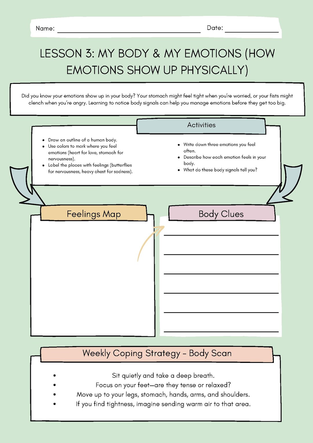 My Body and My Emotions (emotional Regulation Worksheets for Kids 3/10 ...