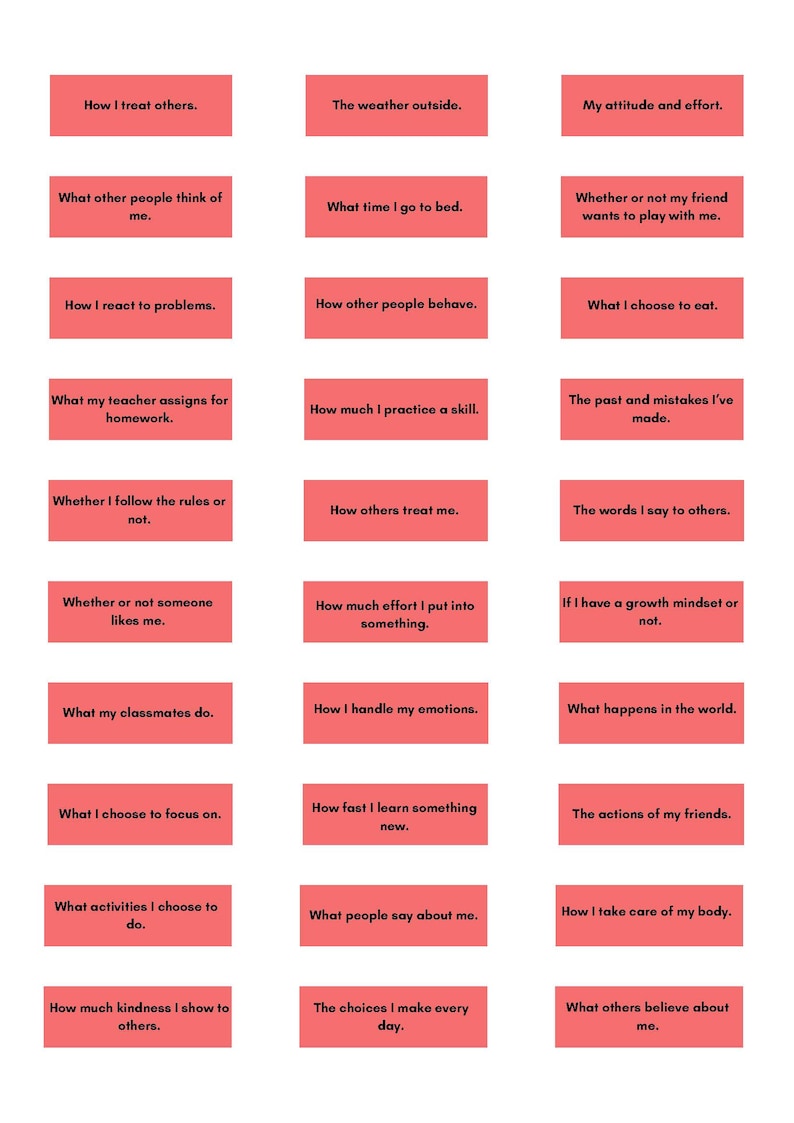 Things I Can Control Vs. Things I Can’t Control Sorting Activity - Etsy