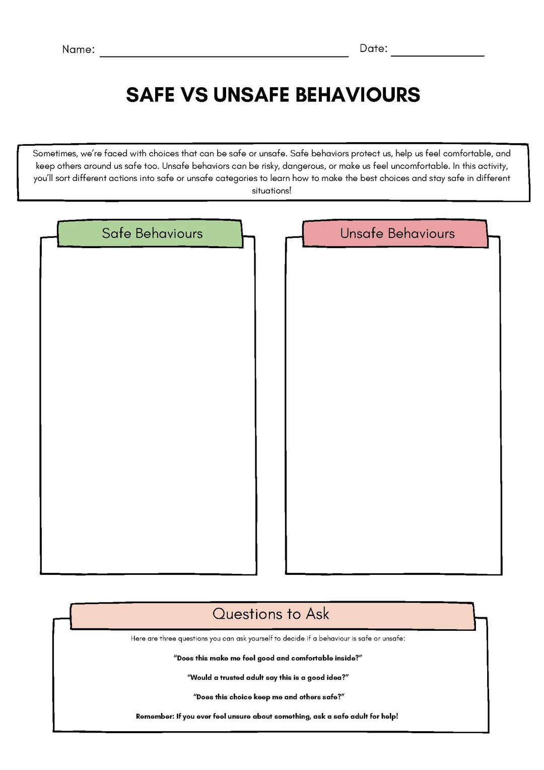 Safe Vs. Unsafe Online Behaviour Sorting Activity - Etsy