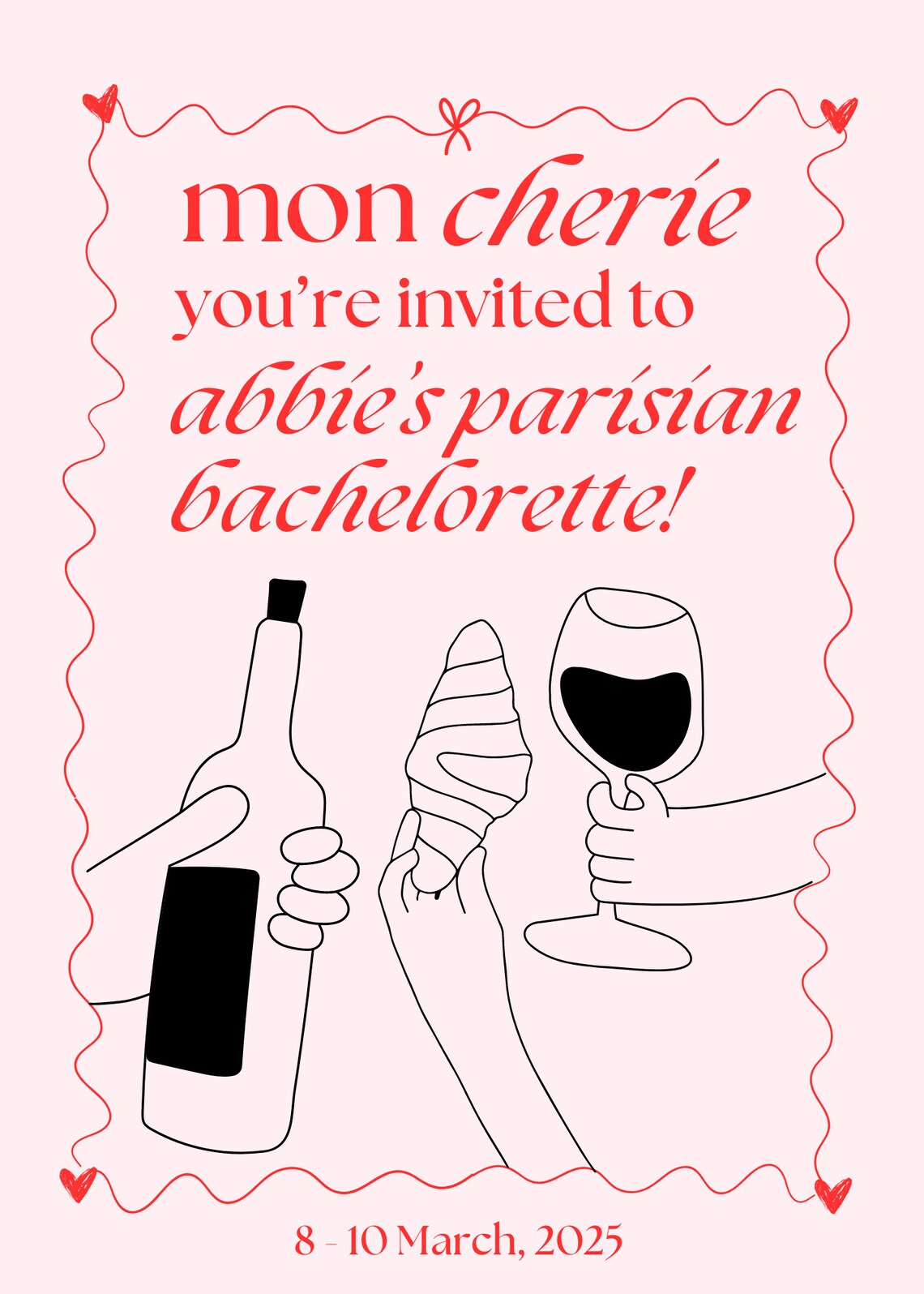 Elegant Cute Paris Bachelorette Hen Party Invite *fully Customisable ...
