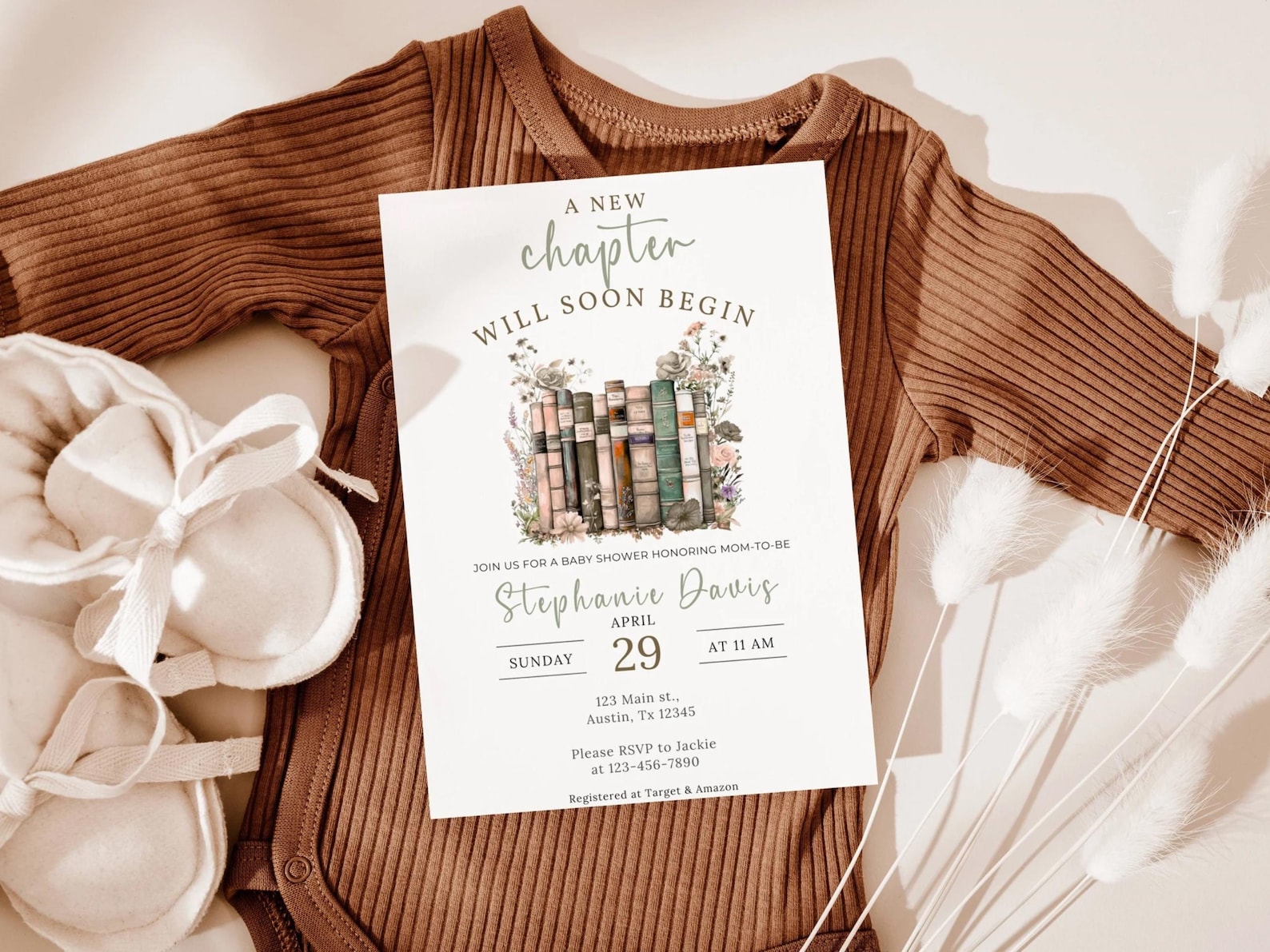 A New Chapter Begins Baby Shower Invitation, Storybook Baby Shower ...