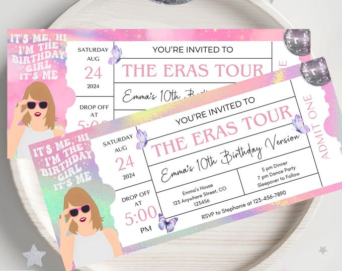 Eras Party Birthday Invitation Printable Eras Theme Party Idea Birthday ...