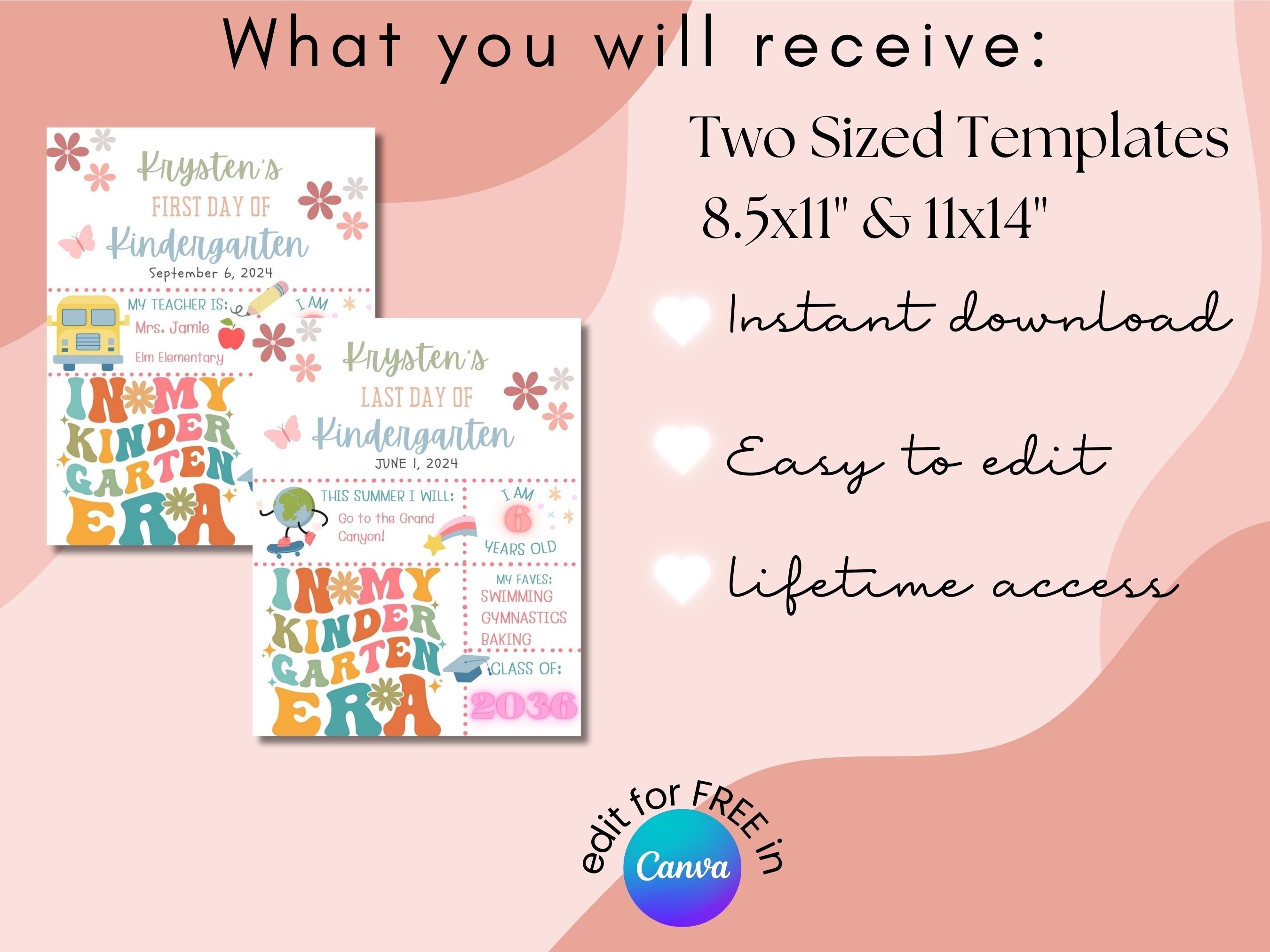 Editable Kindergarten First Day of School Poster, Eras Back to School ...