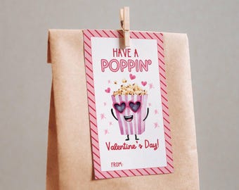Printable Have a Popping Valentine's Day Card, Popcorn Valentine Tag ...