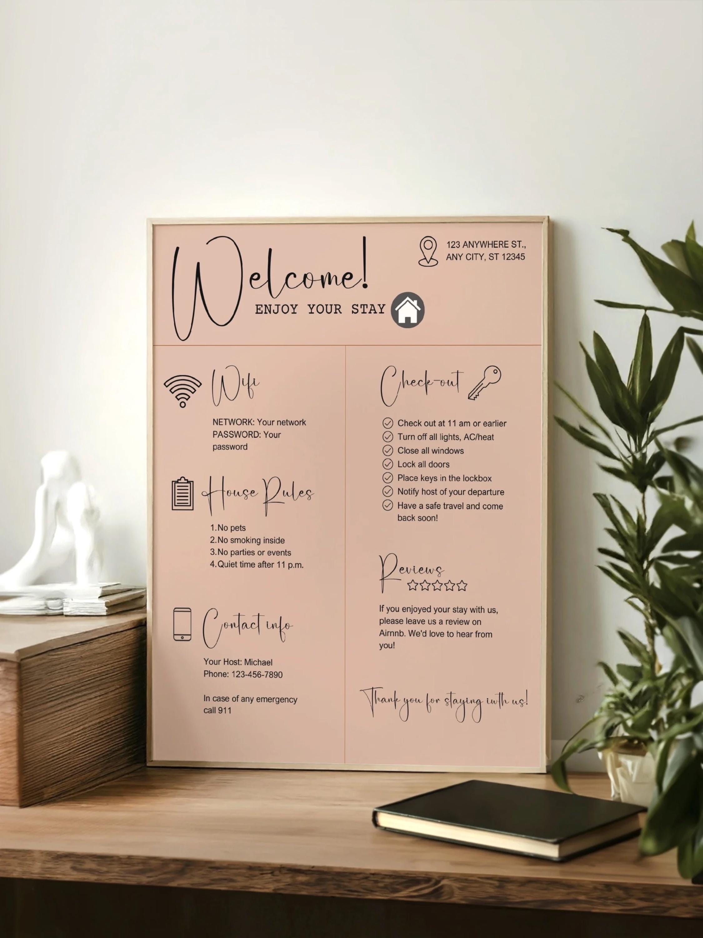 Welcome Sign for Airbnb Hosts, Vacation Rental Printable, Guest Arrival ...