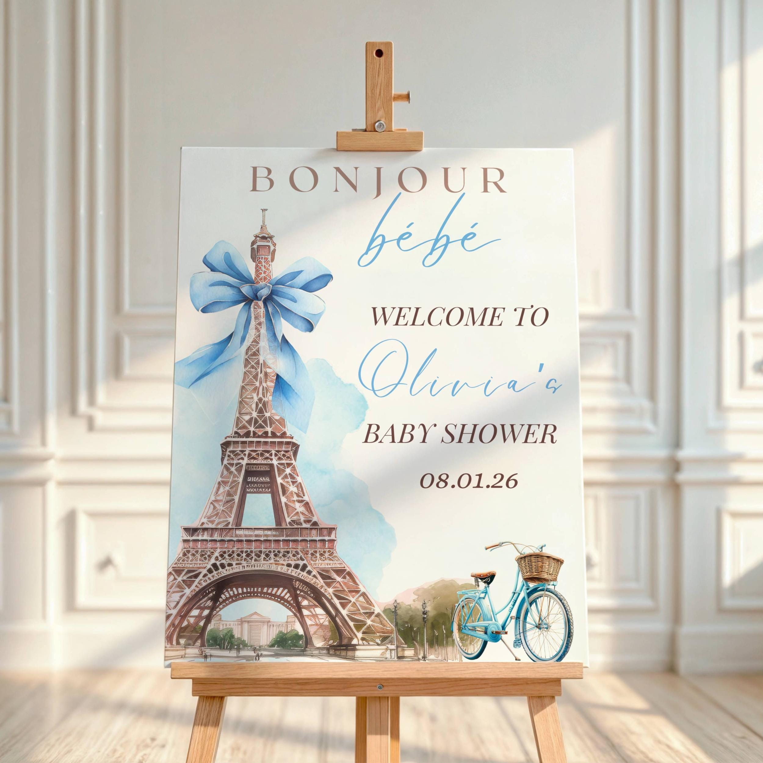 18x24 Bonjour Bebe Shower Welcome Sign, Bonjour Bebe Baby Shower ...