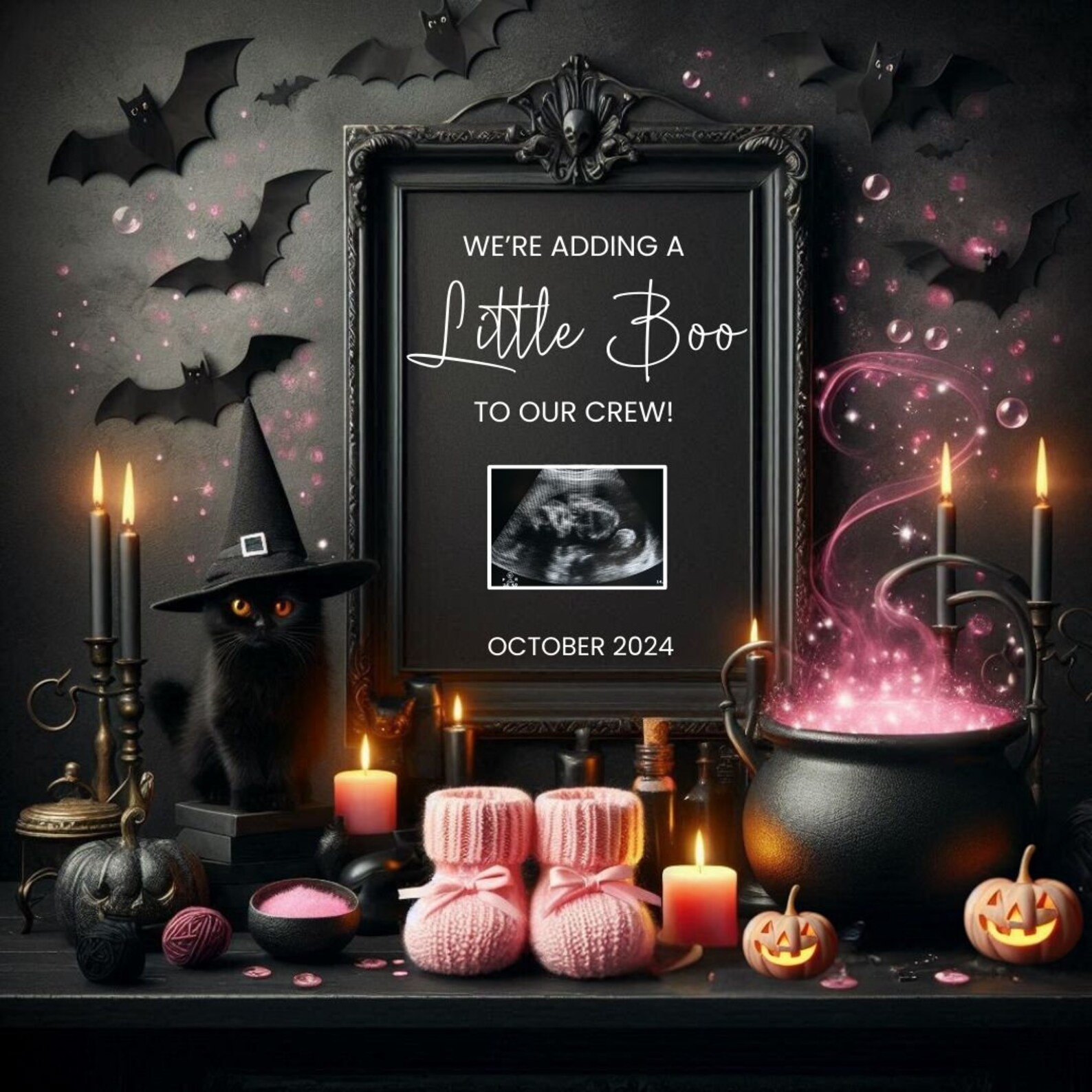 Halloween Digital Pregnancy Announcement, Halloween Baby Girl ...