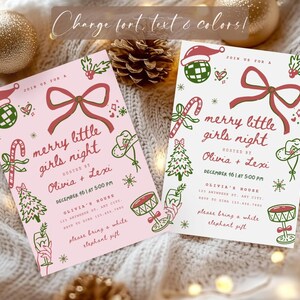 Christmas Girls Night in Invite, Hand Drawn Christmas Invitation ...