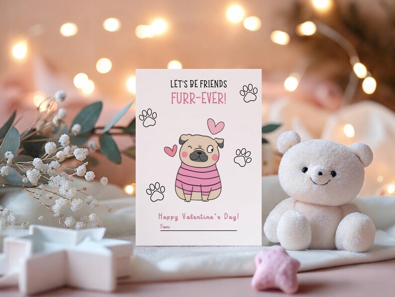 Dog Valentines Day Cards, Printable Classroom Valentines Day Cards for ...