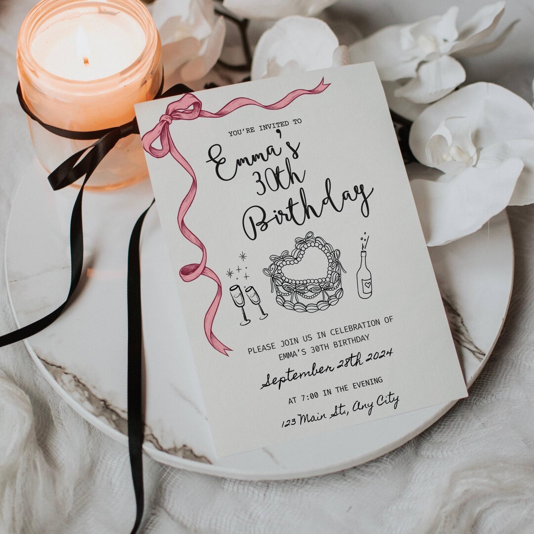 Retro Cake Birthday Invitation, 30th Birthday Invite, Vintage 21st ...