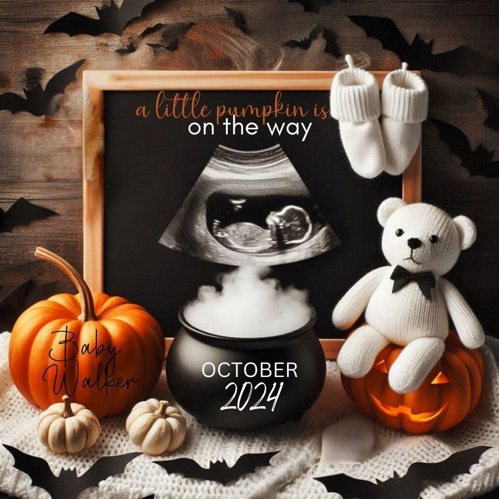 Halloween Pregnancy Announcement, Fall Gender Neutral Baby Announcement ...