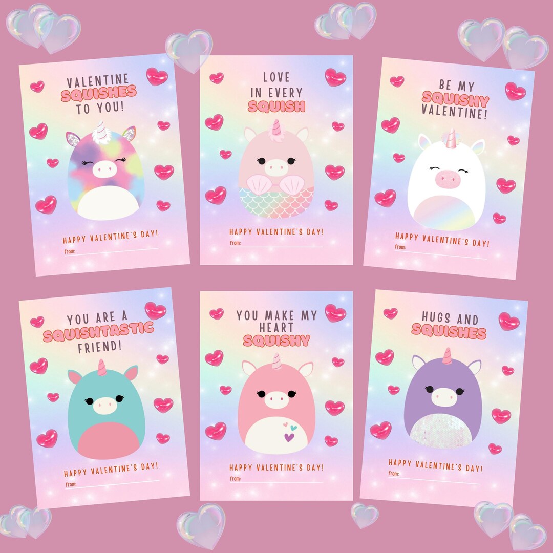 Squish Valentine Cards, Editable, Printable, Digital Download, School ...