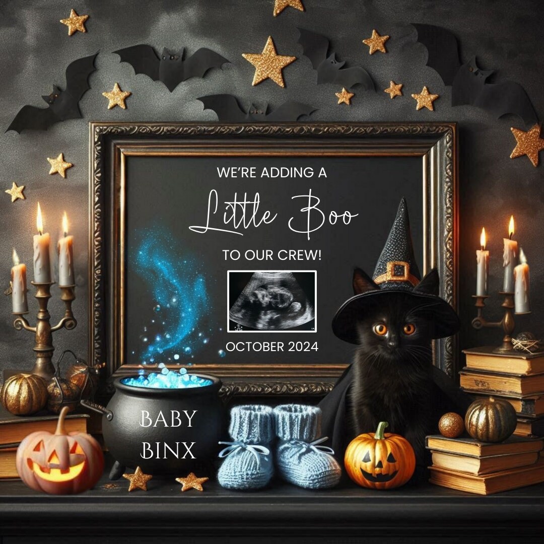 Halloween Digital Pregnancy Announcement for Social Media, Halloween ...