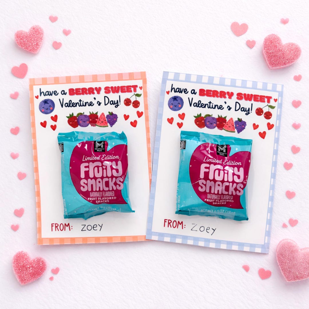 Fruit Snack Valentine’s Day Printable, Vday Printable, Classroom ...