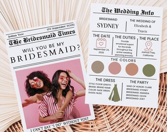 Editable Bridesmaid Information Card, Bridal Party Info Card ...