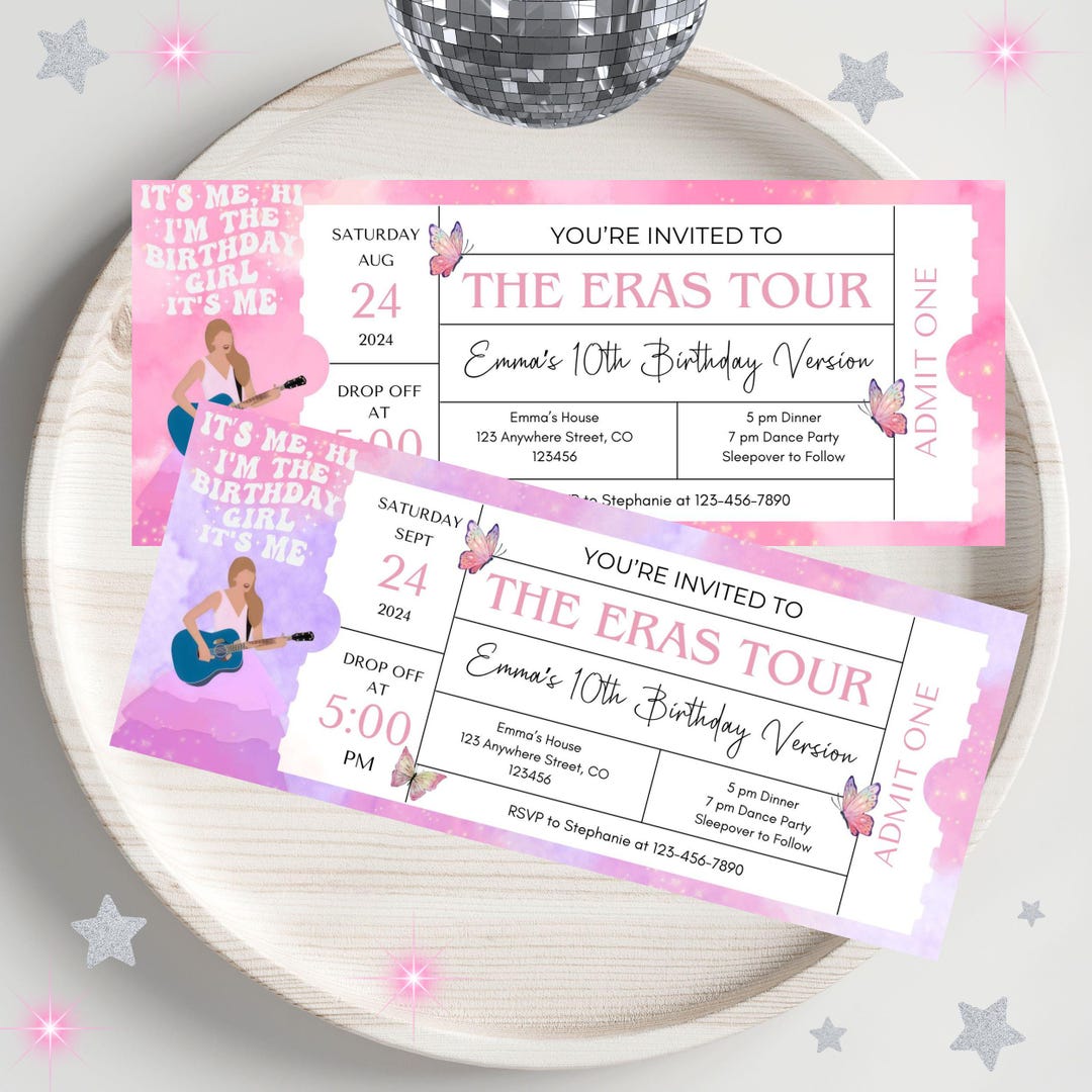 Eras Ticket Invite, Surprise Music Ticket Stub, Birthday Invite ...