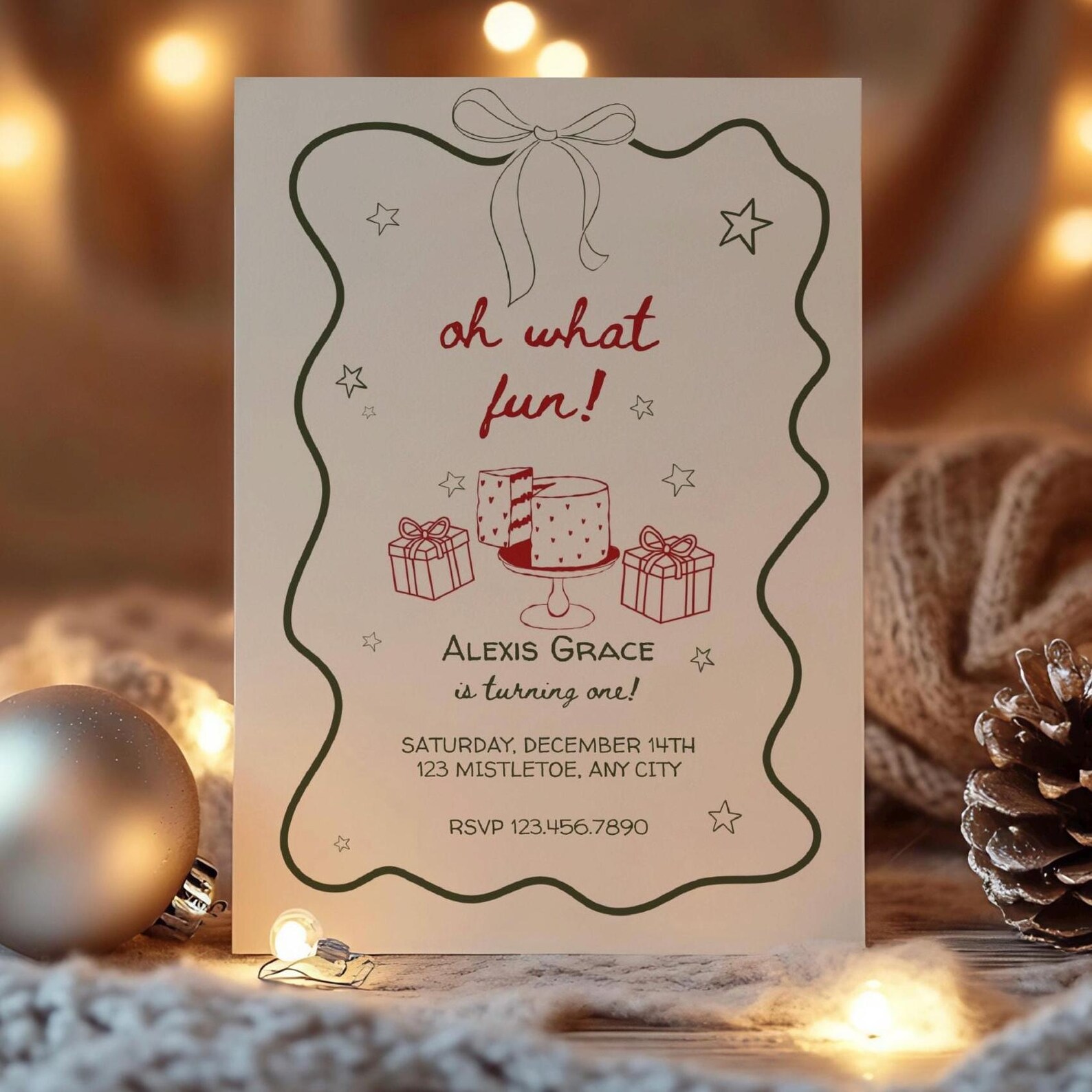 Christmas Birthday Invitation, Oh What Fun Christmas Birthday Party ...