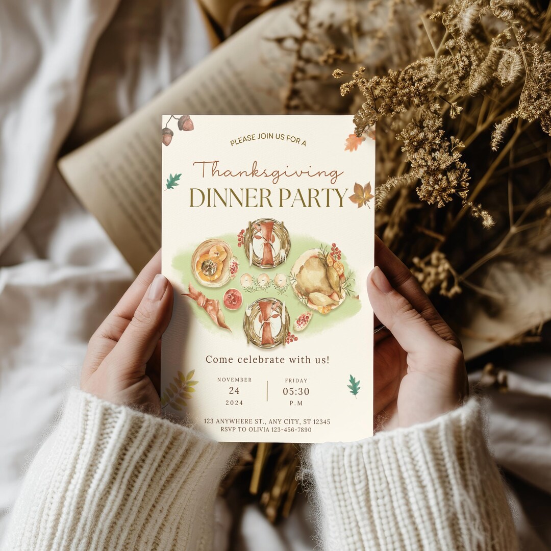 Thanksgiving Dinner Invitation, Let’s Give Thanks, Turkey Thanksgiving ...
