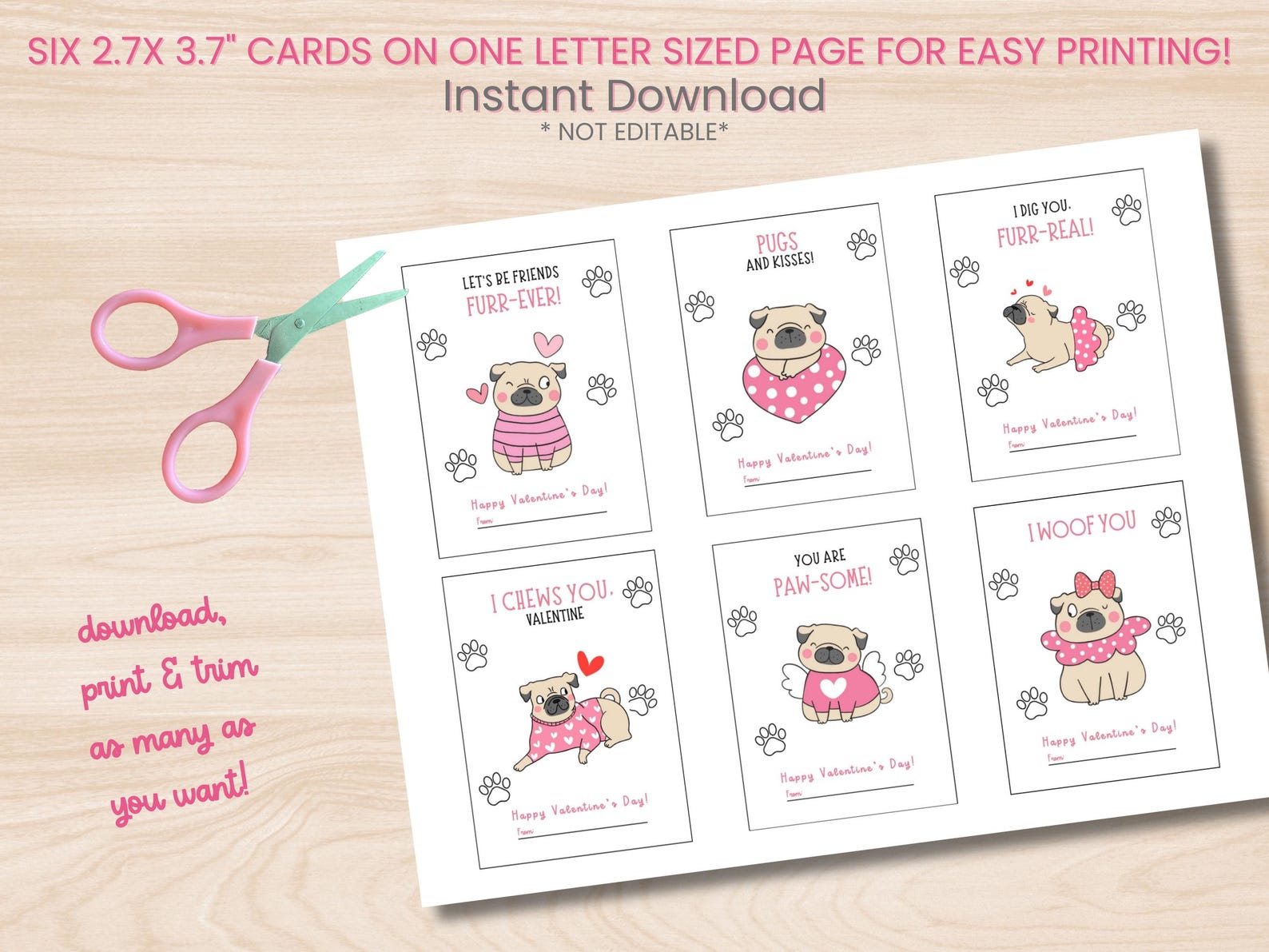 Dog Valentines Day Cards, Printable Classroom Valentines Day Cards for ...