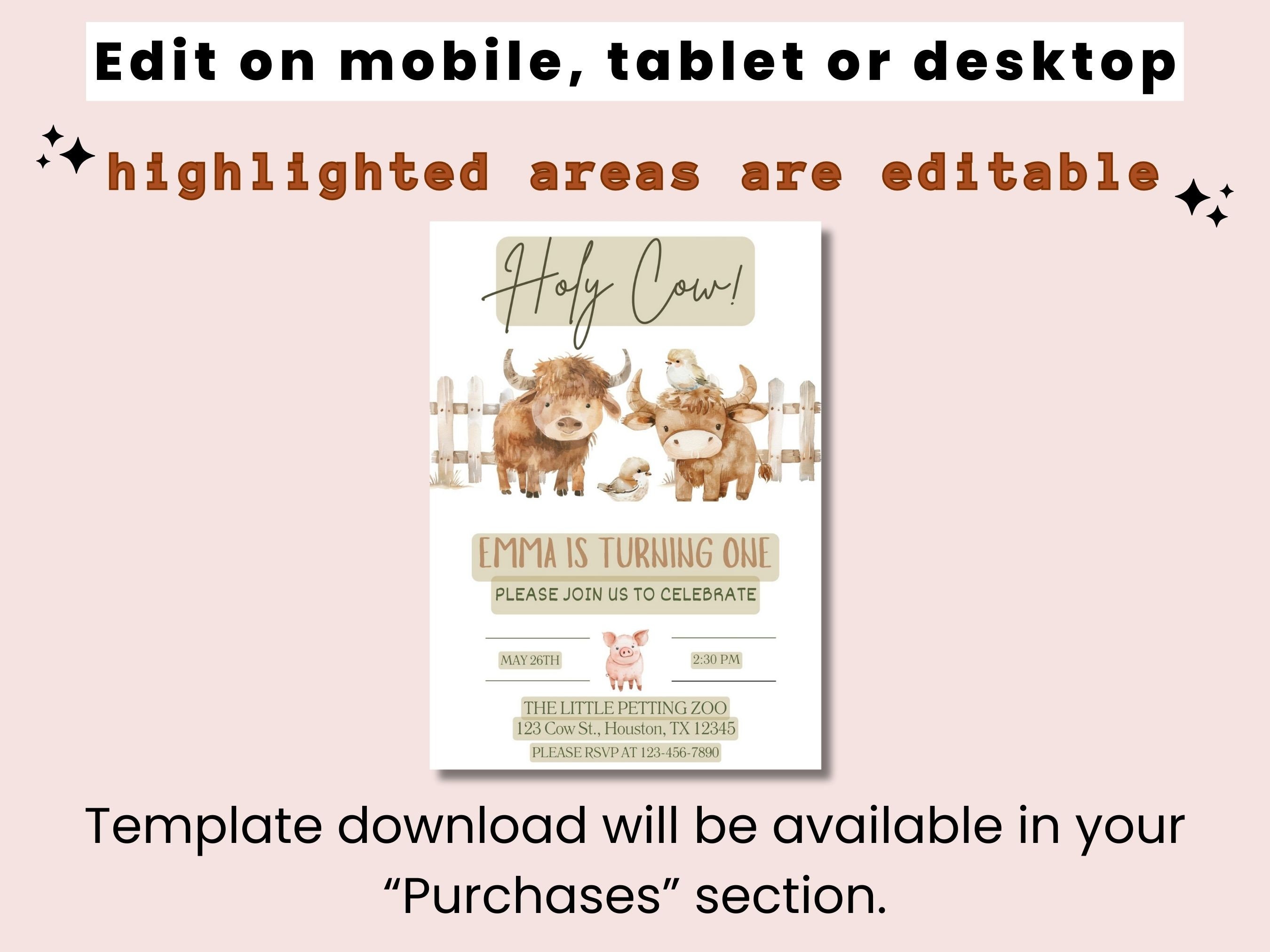 Holy Cow Birthday Invitation Template, Holy Cow Girl First Birthday ...