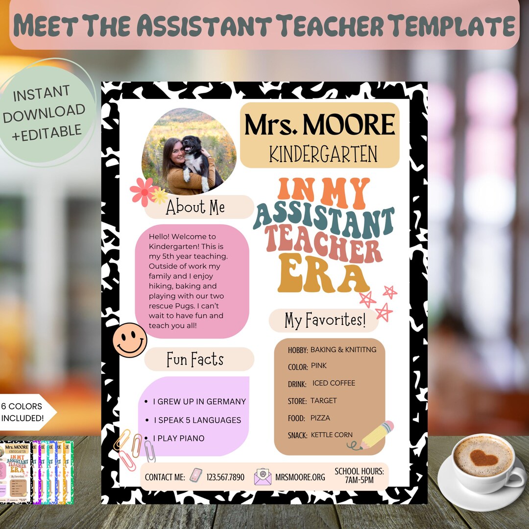 Meet the Teacher Classroom Printable Template, Teacher Introduction ...