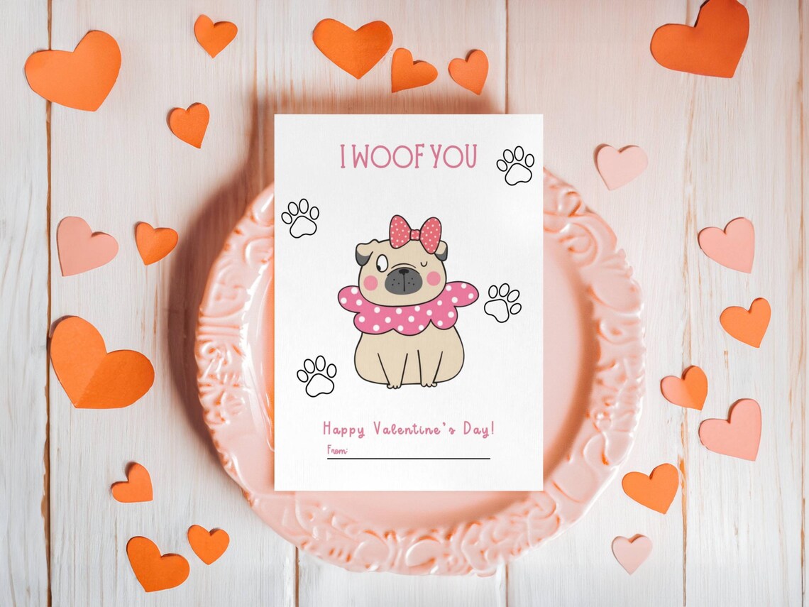 Dog Valentines Day Cards, Printable Classroom Valentines Day Cards for ...