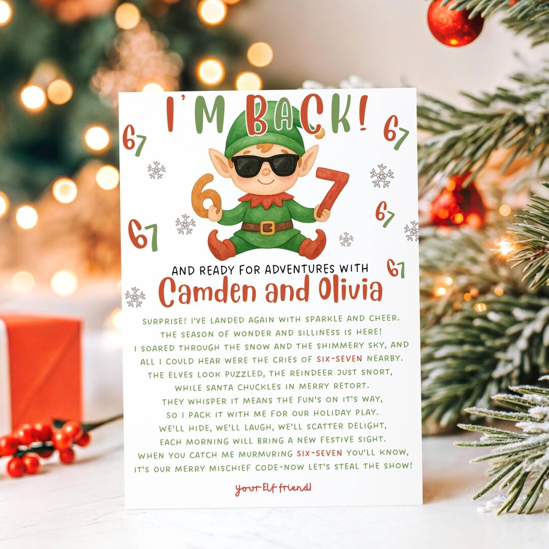 67 Elf Arrival Letter, Elf Arrival 6 7 Letter, Six Seven Trending Meme ...