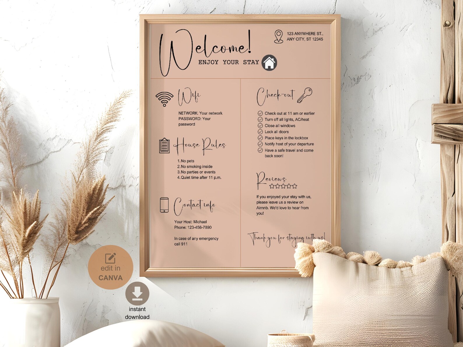 Welcome Sign for Airbnb Hosts, Vacation Rental Printable, Guest Arrival ...