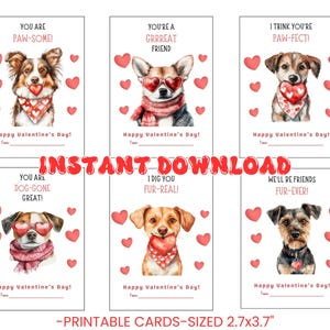 Printable Dog Valentine’s Day Cards, Kids Valentines Card, Puppy ...