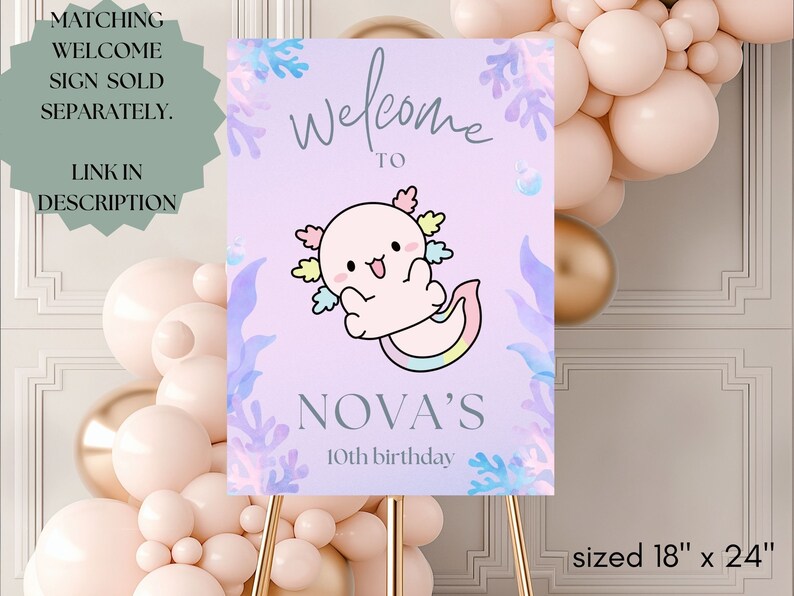 Editable Axolotl Birthday Invitation Digital Birthday Invitation ...