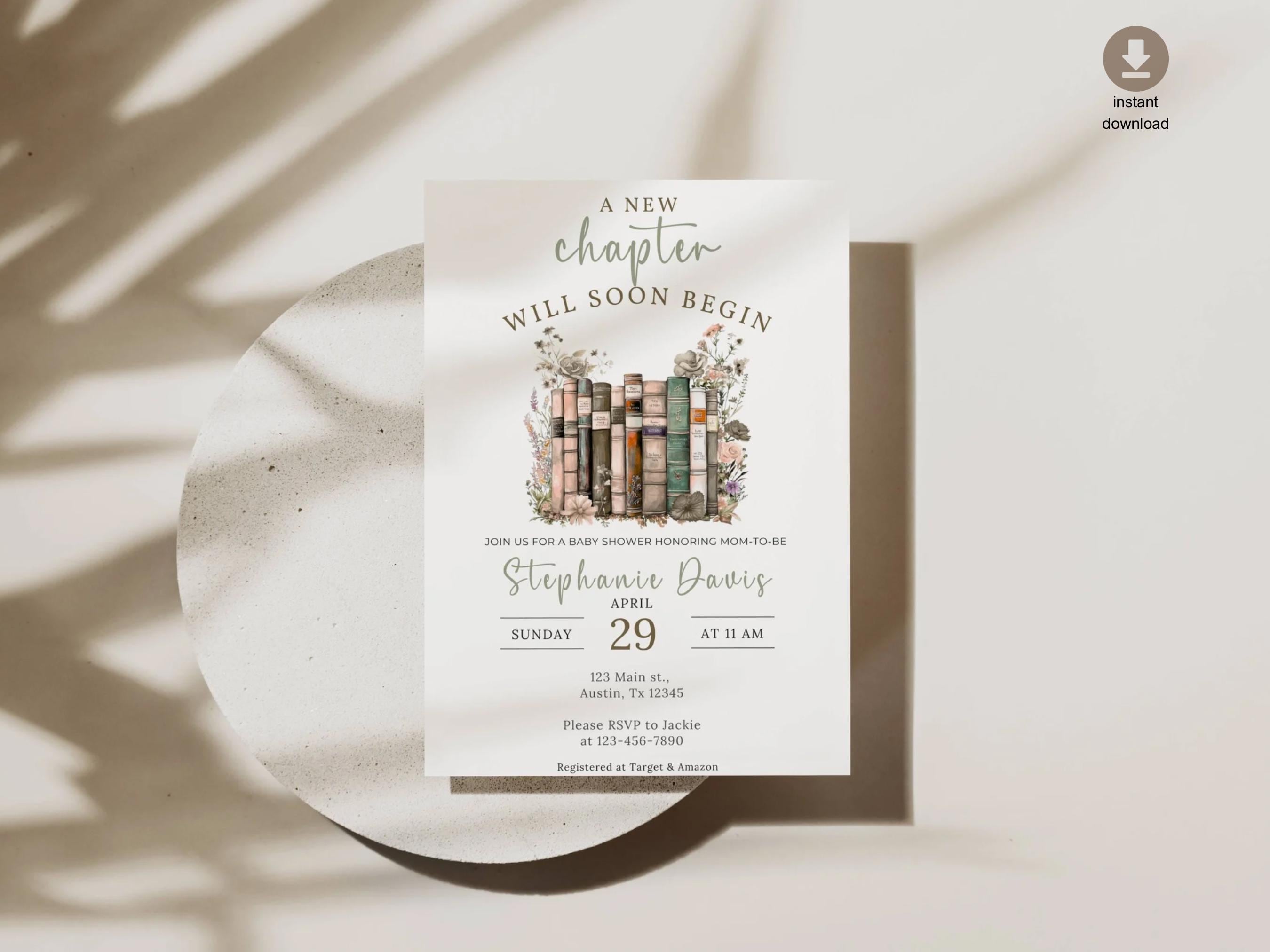 A New Chapter Begins Baby Shower Invitation, Storybook Baby Shower ...