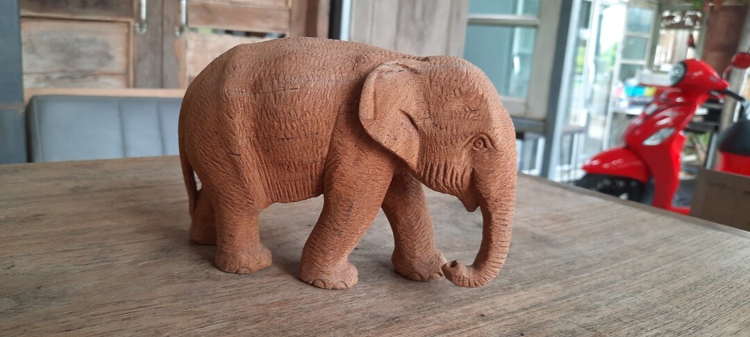 Teak Wood Elephant,hand Carved Elephant,handmade Wooden Elephan,art ...