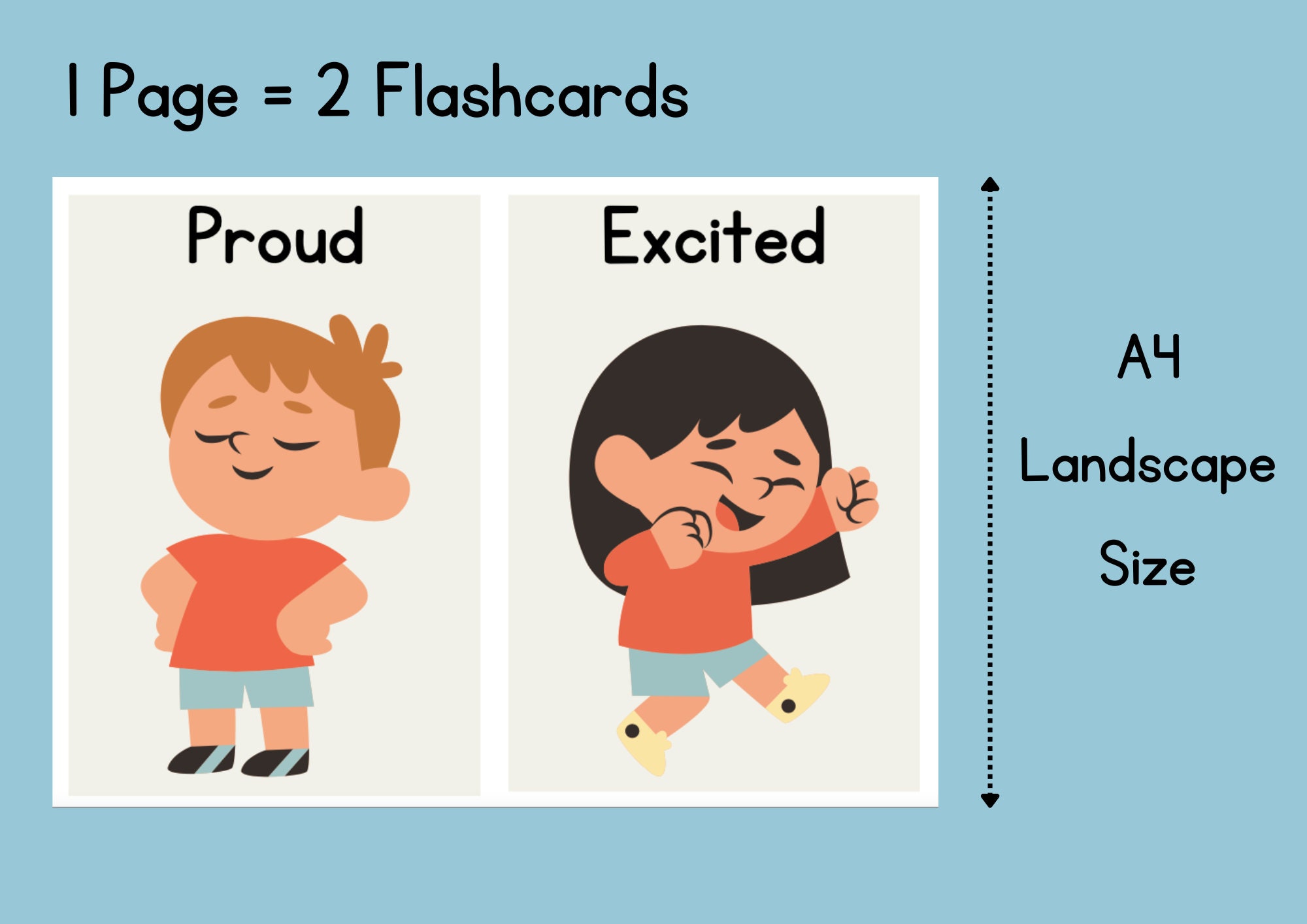 Emotions Flashcards for Kids | Colorful A4 Printable Flashcards | 20 ...