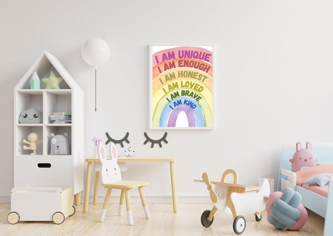 Watercolor Affirmations for Kids Montessori Pastel Text With Positive ...