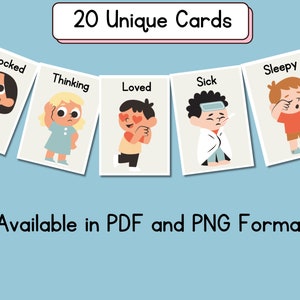 Emotions Flashcards for Kids | Colorful A4 Printable Flashcards | 20 ...