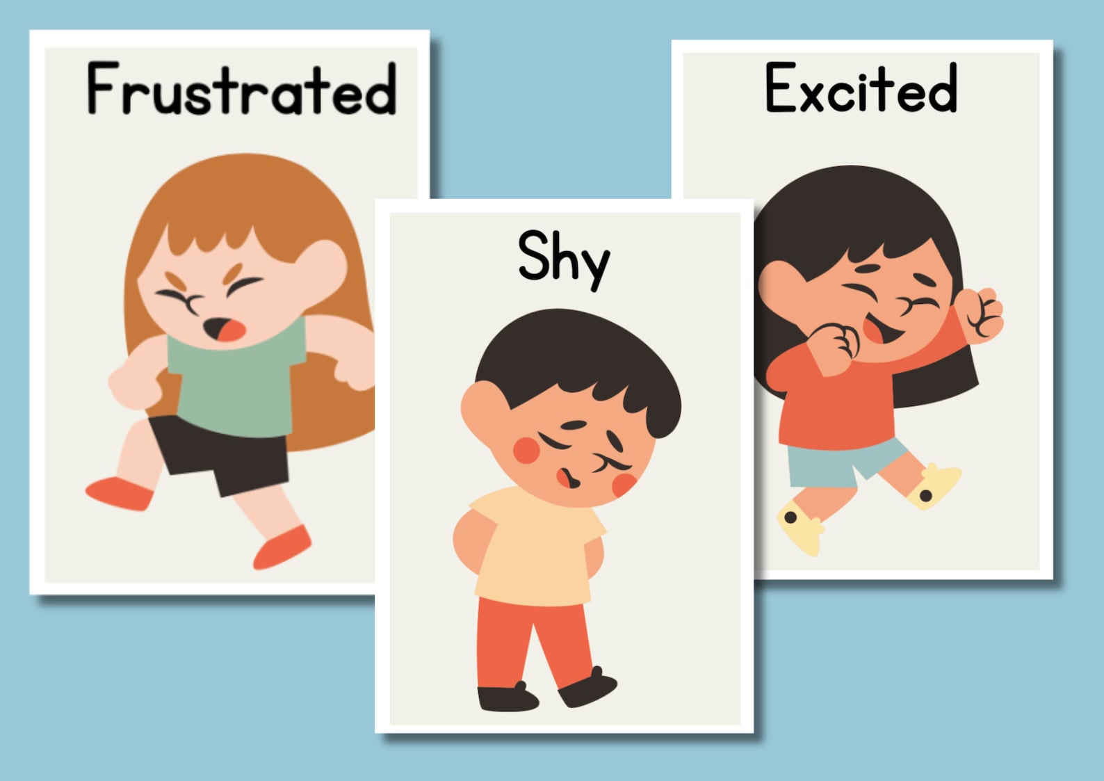 Emotions Flashcards for Kids | Colorful A4 Printable Flashcards | 20 ...