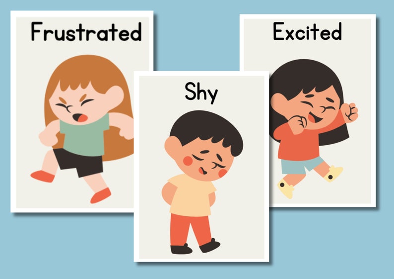 Emotions Flashcards for Kids | Colorful A4 Printable Flashcards | 20 ...