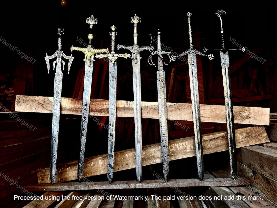 Handmade Damascus Steel Real Medieval Sword, Viking Sword, Handmade ...