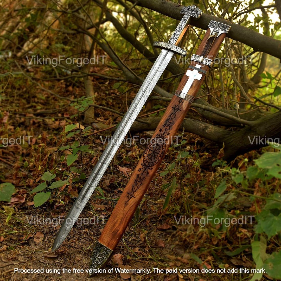 Custom Hand Forged Damascus Steel Full Tang Knightly Arming Sword ...
