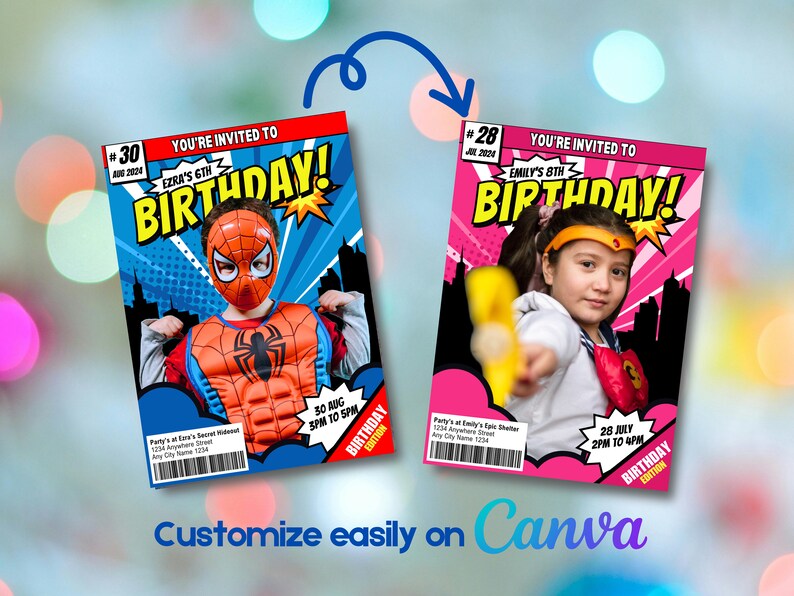 Superhero Comic Book Party Invitation Editable & Printable Hero ...