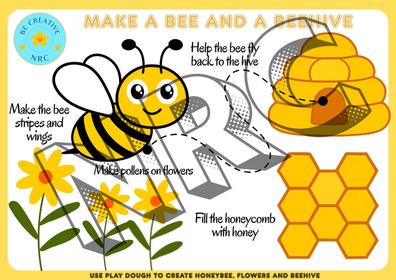 Honeybee Play Dough Mat Printable | Bee Sensory Play Mat | Spring ...