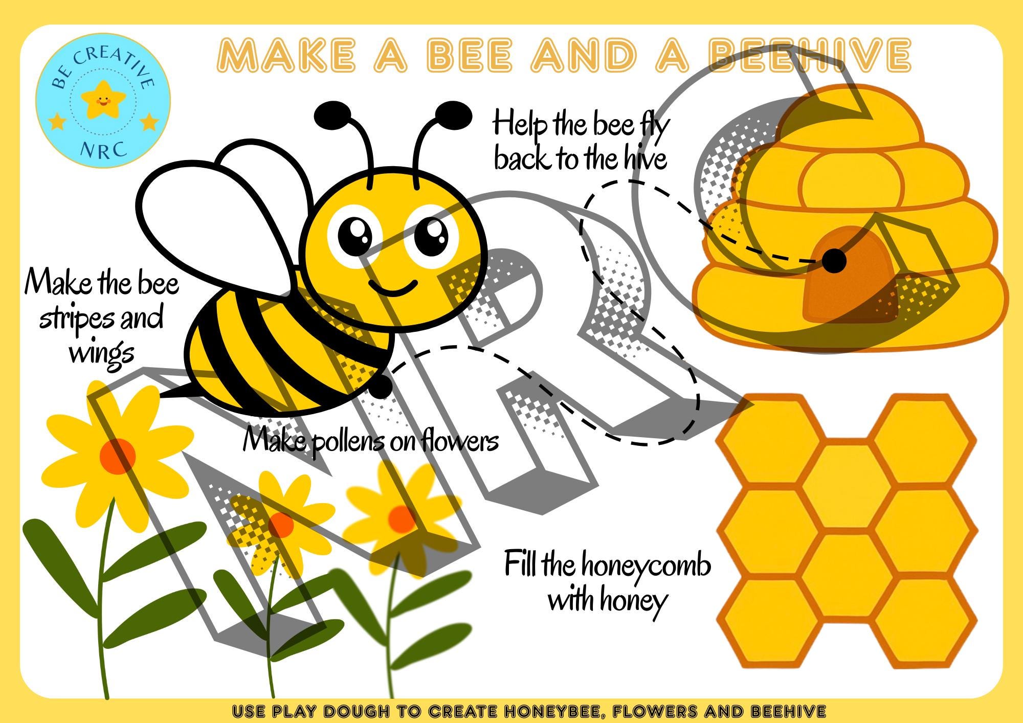 Honeybee Play Dough Mat Printable | Bee Sensory Play Mat | Spring ...