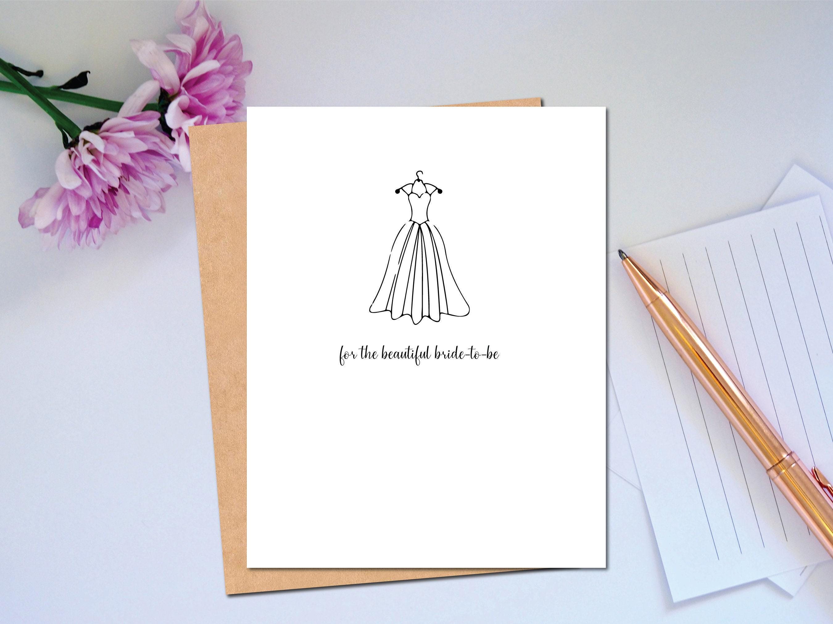 Bridal Shower Card: White Dress Congratulations Card for Bride-to-be ...