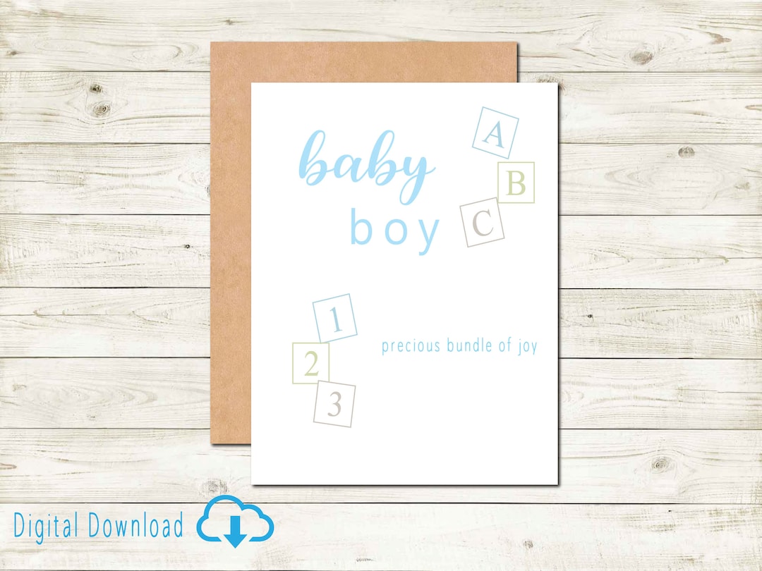 Printable Baby Boy Card New Baby Congratulations Card Newborn Baby Boy ...