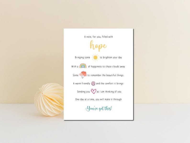 A Card of Hope Note for You Filled With Hope Card for Friend Support ...
