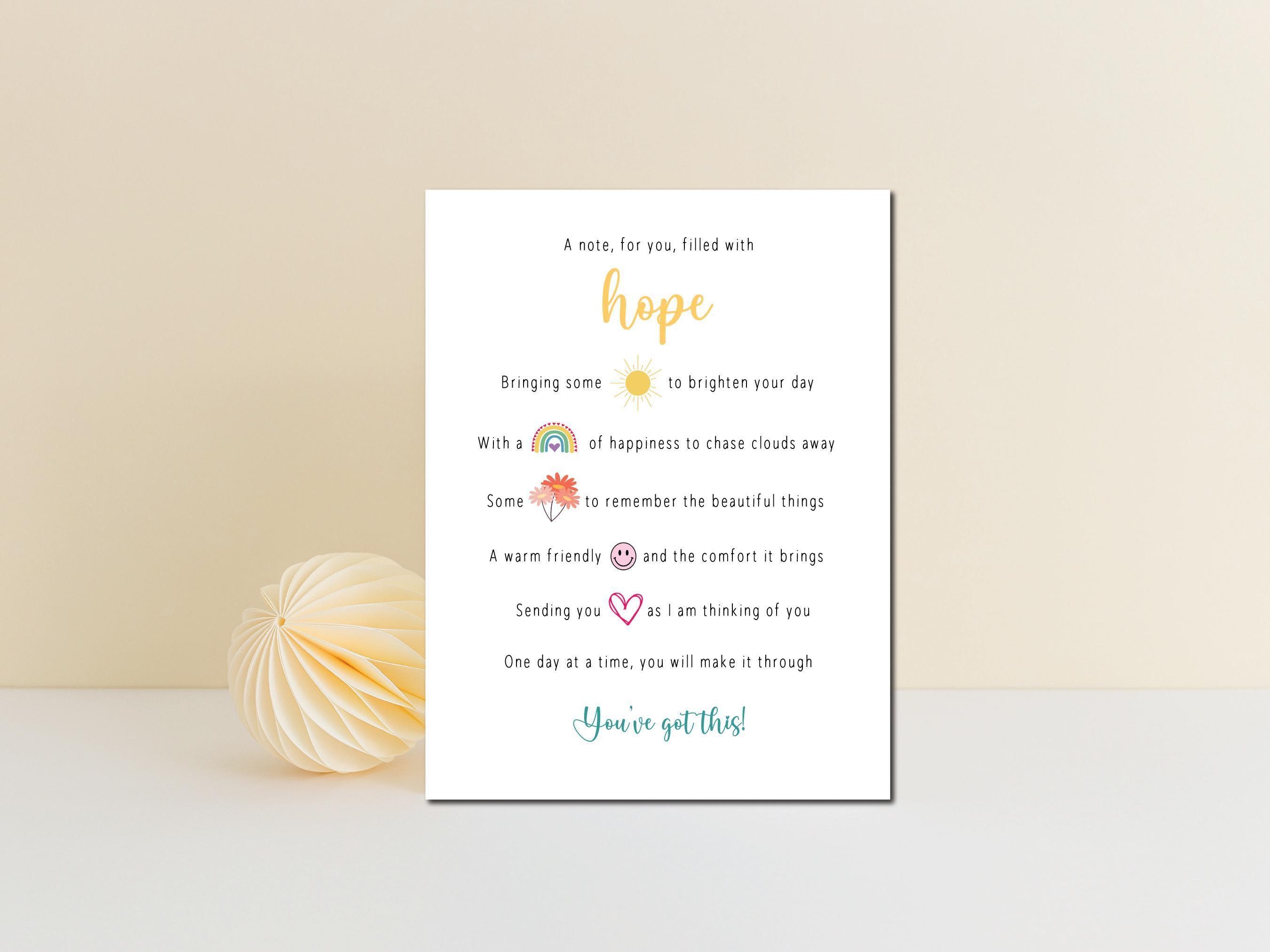 A Card of Hope Note for You Filled With Hope Card for Friend Support ...