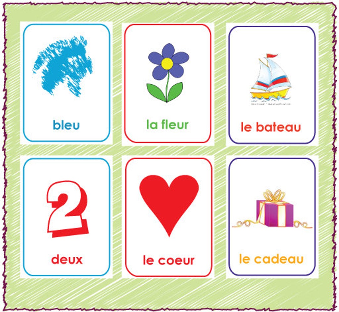 French Rhyming Flash Cards, Set of 48 Digital Download Printable ...