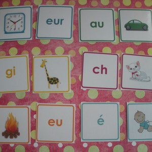 French Sound Blend Flash Cards Set of 48 Phonemes Matching Game Digital ...