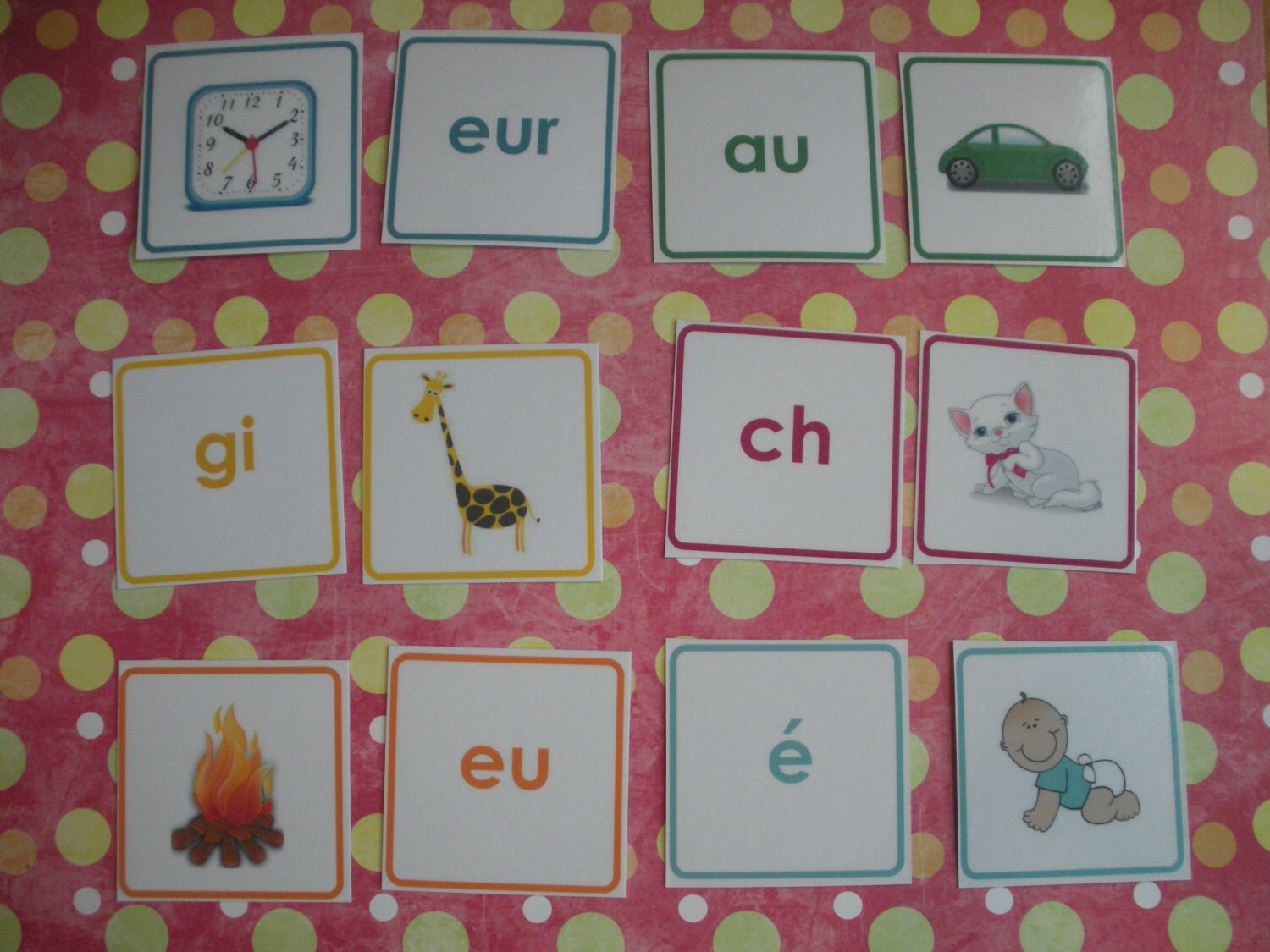 French Sound Blend Flash Cards Set of 48 Phonemes Matching Game Digital ...